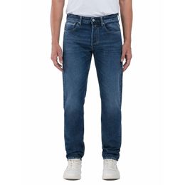 Straight-Jeans Replay "GROVER", Damen, Gr. 33, L&auml;nge 34, blau (tiefblau), Denim/Jeans, Obermaterial: 100% Baumwolle, straight fit lang, Jeans Straight-Jeans, in vielen verschiedenen Waschungen, mit Stretch