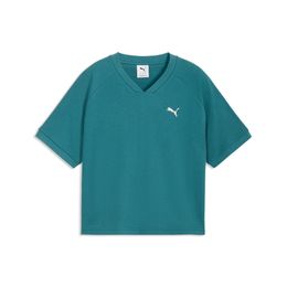 T-Shirt Puma "CLASS RELAXED PINNACLE TEE", Damen, Gr. XL, emerald ice, Netz, Obermaterial: 60% Baumwolle, 40% Polyester, unifarben, relaxed fit normal, Shirts T-Shirt, Kurzarm, f&uuml;r sportliche Aktivit&auml;ten
