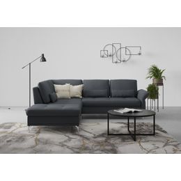 Ecksofa Home Affaire "Palm Beach L-Form", grau (dunkelgrau), B:259cm H:89cm T:224cm, 98%Polyester, 2%Polyamid, Sofas, Ecksofa, Federkern, mit Sitztiefenverstellung, wahlweise mit Bettfunktion