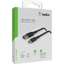 Belkin Smartphone-Kabel "USB-C/USB-A Kabel ummantelt, 2m", schwarz, 200cmcm, Kabel, Smartphone-Kabel