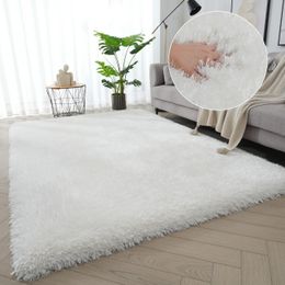 Hochflor-Teppich OTTO HOME "Micro exclusiv Teppich, sehr hoher Flor, weich durch Mikrofaser" Gr. 2, wei&szlig; (altwei&szlig;), B:80cm H:78mm L:150cm, Kunstfaser, Teppiche, Hochflor-Teppich, sehr weich, flauschig, uni, Wohnzimmer, Schlafzimmer, Kinderzimmer