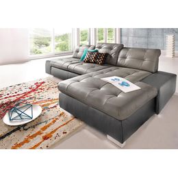 Sit & More Ecksofa SIT & MORE "Palomino L-Form", grau (fango, delfin), B:284cm H:84cm T:109cm, Kunstleder SOFTLUX/Struktur (100% Polyester);Kunstleder SOFTLUX/Feinstruktur (100% Polyester);Kunstleder SOFTLUX/ NaturLEDER (echtes Rindsleder), Sofas, Ecksofa, wahlweise XL oder XXL und mit Bettfunktion