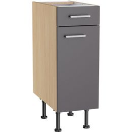 Unterschrank KOCHSTATION "KS-Lucy", anthrazit, eiche hell, B:30cm H:87cm T:58,1cm, Schr&auml;nke, Unterschrank, Breite 30 cm, h&ouml;henverstellbare F&uuml;&szlig;e, Soft-Close