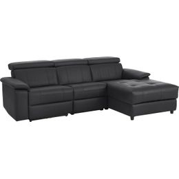 Ecksofa Home Affaire "Binado, L-Form", schwarz, B:252cm T:164cm, Webstoff (95% Polyester/5% Nylon), Sofas, Ecksofa, mit manueller oder elektrischer Relaxfunktion mit USB-Anschluss