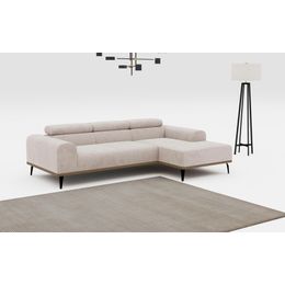 Ecksofa Home Affaire "Carlo L-Form", grau (elephant), B:244cm T:157cm, Sofas, Ecksofa, mit Kopfteilverstellung & Holz-Rahmenoptik, wahlweise Relaxfunktion