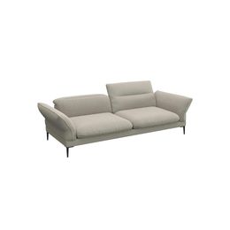 3-Sitzer FLEXLUX "Salino, Funktionssofa, Relaxsofa", beige (natural), B:248cm H:88cm T:105cm, 100% Polyester, Sofas, 3-Sitzer, Sofa mit Arm- und Kopfteil-Verstellungen, Kaltschaum & Stahl-Wellen
