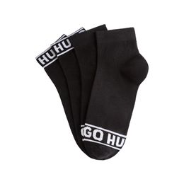Freizeitsocken HUGO UNDERWEAR "2P SH LOGO CC W", Damen, Gr. 35-38, schwarz, Baumwollmischung, kontrastfarbene Details, unifarben, elastisch, Socken Freizeitsocken, mit Logobund