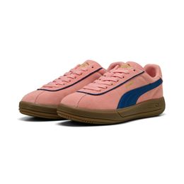 Sneaker Puma "CLUB KLASSIKA SD", Damen, Gr. 37, blau (pink fruit, blazing blau, Puma gold), Leder, Schuhe Sneaker, Obermaterial aus Leder, SOFTFOAM+ Einlegesohle, Laufsohle aus Gummi