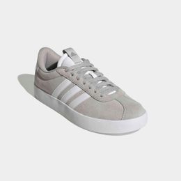 Sneaker adidas Sportswear "VL COURT 3.0", Damen, Gr. 44, grau (grau two, ftwr wei&szlig;, silber metallic), Leder, Synthetik, Schuhe Sneaker, inspiriert vom Design des adidas samba, Topseller