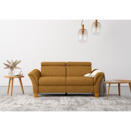 2,5-Sitzer Home Affaire "Lindgren", gelb (mustard), B:185cm H:84cm T:93cm, 100% Polyester, Sofas, 2 5-Sitzer, wahlweise mit TV-Funktion, links oder beidseitig, Kopfteilverstellung