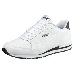 Sneaker Puma "ST RUNNER V2 FULL L", Herren, Gr. 44,5, Puma wei&szlig;, Puma wei&szlig;, Leder, Schuhe Sneaker, mit Schn&uuml;rverschluss, mit SOFTFOAM+ D&auml;mpfungstechnologie, aus Leder