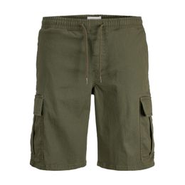 Jack & Jones PlusSize Cargoshorts "JPSTCOLE DYLAN CARGO SHORTS MID PLS", Damen, Gr. 42 (4XL), N-Gr, olive night, Web, Obermaterial: 98% Baumwolle, 2% Elasthan, JACK & JONES PLUSSIZE, unifarben, relaxed fit, Hosen Cargoshorts