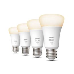 PHILIPS Hue White LED, 4er Set E27, 2700 K, 9 W, 8719514319141, A60