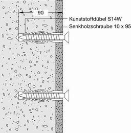 HEWI Befestigungsmaterial f&uuml;r Klappsitz 801.51.200, 801.51.210 in Beton, BM20.4,