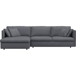Ecksofa FLEXLUX "Lovane", blau (navy blau), B:290cm H:84cm T:182cm, 62% Polyester/14% Cotton/7% Linen, Sofas, Ecksofa, Weich & anschmiegsam, gro&szlig;e Sitztiefe auf Kaltschaum, Dekokissen inkl.