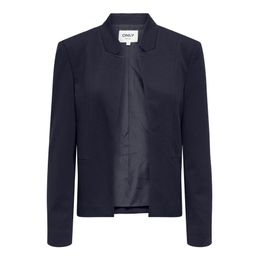 Kurzblazer Only "ONLEMILLIA LIFE L/S OPEN BLAZER CC TLR", Damen, Gr. 38, night sky, Web, Obermaterial: 74% Polyester, 22% Viskose, 4% Elasthan, unifarben, regular fit normal, Blazer Kurzblazer, mit Stehkragen
