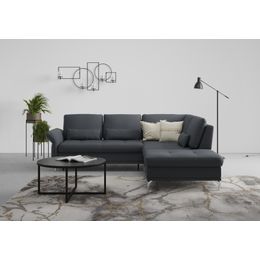 Ecksofa Home Affaire "Palm Beach L-Form", grau (dunkelgrau), B:263cm H:89cm T:224cm, 98%Polyester, 2%Polyamid, Sofas, Ecksofa, Federkern, mit Sitztiefenverstellung, wahlweise mit Bettfunktion