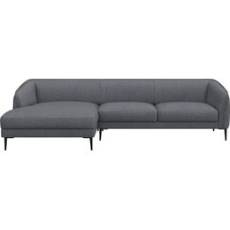 Ecksofa FLEXLUX "Belle Designsofa, L-Form, B/T 288/149 cm", blau (navy blau), B:288cm H:74cm T:149cm, 62% Polyester/17%Cotton/14%Viscose/7%linen, Sofas, Ecksofa, Skandinavisches Design, In hochwertiger Verarbeitung