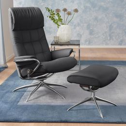 Relaxsessel stressless "London", schwarz (schwarz paloma), B:80cm H:116cm T:71cm, Leder BATICK: durchgef&auml;rbtes und genarbtes M&ouml;belleder;Leder PALOMA: PALOMA ist ein durchgef&auml;rbtes Semianilin-M&ouml;belleder mit nat&uuml;rlicher Narbung.;ROHLEDER Stoff Q2 FARON (100% Polyester im Flor, Grundgewebe: 50% Polyester, 50% Polyacryl), Sessel, Relaxsessel, mit Hocker, High Back, mit Star Base, Gestell Chrom