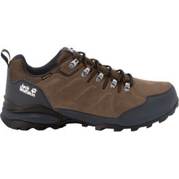 Hikingschuh Jack Wolfskin "REFUGIO TEXAPORE LOW M", Herren, Gr. UK8-EU42, Normalschaft, braun (braun, phantom), Obermaterial: Leder. Obermaterial 2: Textilmaterial. Futter: Polyester, Schuhe Hikingschuh