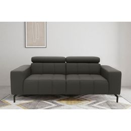 2-Sitzer DOMO collection "Cunelli zeitlos und elegant, moderne Sitzn&auml;hte als Designelement", grau, B:208cm H:79cm T:104cm, Lederlook;100% Polyurethan, Sofas, 2-Sitzer, wahlweise mit 6-fach verstellbaren Kopfteilen, fester Sitzkomfort