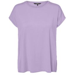 V&eacute;ro Moda Rundhalsshirt VERO MODA "VMAVA PLAIN SS TOP GAJRS NOOS", Damen, Gr. M, lila (pastel lila), Jersey, Obermaterial: 95% Lyocell, 5% Elasthan, unifarben, regular fit normal, Rundhals, Shirts Rundhalsshirt, Materialmix, regular fit