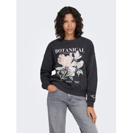 Sweatshirt Only "ONLFLEUR L/S O-NECK BOX UB SWT", Damen, Gr. XS, phantom print: flower, Sweatware, Obermaterial: 60% Baumwolle, 40% Polyester, bedruckt, oversize normal, Rundhals, Sweatshirts Sweatshirt, Baumwollmischung, oversize, Rundhals