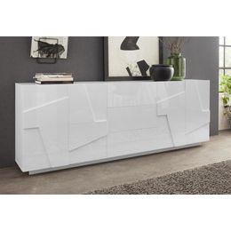 Sideboard Home Affaire "PING", wei&szlig; (wei&szlig; hochglanz lack), B:224cm H:86cm T:44cm, Sideboards, Sideboard, Breite 224 cm