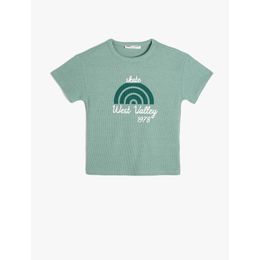 KOTON T-Shirt Jungen Gr&ouml;&szlig;e 122/128 pastellgr&uuml;n / dunkelgr&uuml;n / wei&szlig;