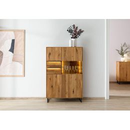 Highboard Wildeiche 94x43x144 natur ge&ouml;lt WIEN #225