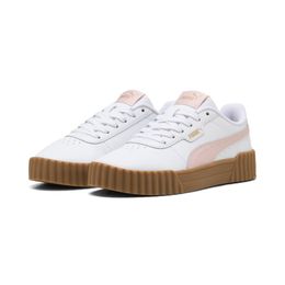 Sneaker Puma "CARINA 3.0 JR", M&auml;dchen, Gr. 36, wei&szlig; (Puma wei&szlig;, mauve mist), unifarben, Schuhe Sneaker, mit Schn&uuml;rung, leicht profiliertes Laufsohlenprofil, f&uuml;r Jugendliche