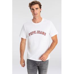 T-Shirt Pepe Jeans "CLEMENT", Herren, Gr. XXL, wei&szlig;, Jersey, Obermaterial: 100% Baumwolle, bedruckt, regular fit, Rundhals, Shirts T-Shirt