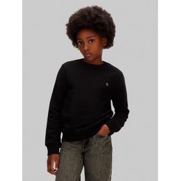 Sweatshirt Calvin Klein Jeans "MINI BADGE", M&auml;dchen, Gr. 8 (128), schwarz, Sweatware, Obermaterial: 100% Baumwolle, unifarben, regular fit normal, Rundhals, eingesetzt Rippb&uuml;ndchen, Sweatshirts Sweatshirt, Regular fit f&uuml;r Kinder
