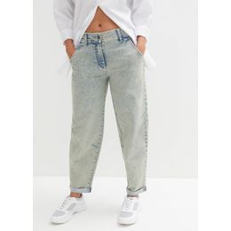 Boyfriend-Jeans bonprix, Damen, Gr. 46, N-Gr, blau denim, Denim/Jeans, Obermaterial: 82% Baumwolle, 17% Polyester, 1% Elasthan, loose fit, Jeans Boyfriend-Jeans, weites Bein, Loose Fit, mit bequemem Gummi am hinteren Bund