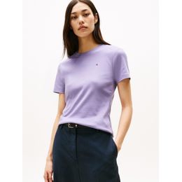 T-Shirt Tommy Hilfiger "SLIM CODY C-NK SS", Damen, Gr. S (36), lavender ash, Jersey, Obermaterial: 100% Baumwolle, unifarben, slim fit h&uuml;ftlang, Rundhals, abgesteppt, Shirts T-Shirt, Baumwolle, slim fit