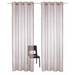 Gardine OTTO HOME "Dimona" Gr. 4, grau (taupe), B:140cm H:245cm, Voile, Polyester, Gardinen, Gardine, 2er-Set, transparent, Voile, Polyester