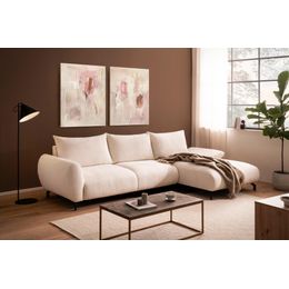 Ecksofa OTTO HOME "KELLIE, L-Form, 315 cm, verstellbare Armlehne, Metallf&uuml;&szlig;e", hellbeige, B:315cm H:93cm T:169cm, Sofas, Ecksofa, wahlweise Recamiere links o. rechts, Chenille-Stoff, hoher Sitzkomfort