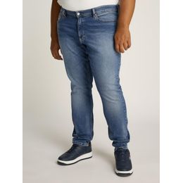 Slim-fit-Jeans Tommy Jeans PLUS, Herren, Gr. 44, L&auml;nge 34, blau (denim medium), Web, Obermaterial: 99% Baumwolle, 1% Elasthan, unifarben, slim fit, Jeans Slim-fit-Jeans, in Gro&szlig;en Gr&ouml;&szlig;en, stoned wash Optik