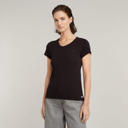 G-Star Raw V-Shirt G-STAR "Eyben", Damen, Gr. L, schwarz (dk schwarz), Jersey, Obermaterial: 100% Baumwolle, unifarben, slim fit normal, V-Ausschnitt, Shirts V-Shirt, mit Label