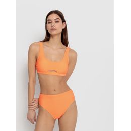 Bustier-Bikini-Top LSCN BY LASCANA "Gina", Damen, Gr. 32, Cup A/B, orange (neon orange), Recycling-Polyamid, unifarben, Bikini-Oberteile Bustier-Bikini-Top, mit Cut-Out vorne