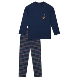 Schiesser Pyjama Jungen Gr&ouml;&szlig;e 140 dunkelblau / orange