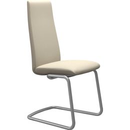 Polsterstuhl stressless "Laurel", beige (cream batick, chrom matt), B:53cm H:105cm T:60cm, Leder BATICK: BATICK ist ein leicht korrigiertes, durchgef&auml;rbtes und genarbtes M&ouml;belleder, bei dem die meisten Unebenheiten und Spuren in der Regel entfernt wurden., St&uuml;hle, Polsterstuhl, High Back, Gr&ouml;&szlig;e M, mit Beinen aus Stahl in Chrom matt