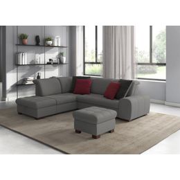 Sit & More Ecksofa SIT & MORE "Luxor L-Form", grau, B:259cm H:82cm T:224cm, Luxus-Microfaser ALTARA NUBUCK (100% Polyester);Soft clean (98% Polyester, 2% Polyamid);Struktur fein (100% Polyester), Sofas, Ecksofa, wahlweise mit Bettfunktion, Stauraum und Kopfteilverstellung
