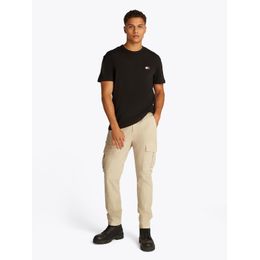 Cargohose Tommy Jeans "TJM AUSTIN CARGO", Herren, Gr. 32, L&auml;nge 34, beige (newsprint), Web, Obermaterial: 98% Baumwolle, 2% Elasthan, regular fit lang, Hosen Cargohose, mit Logostickerei