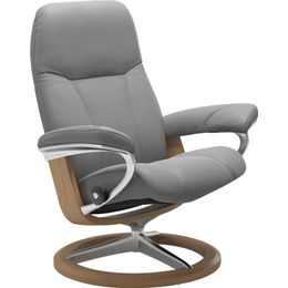 Relaxsessel stressless "Consul", grau (wild dove batick), B:82cm H:102cm T:72cm, Leder BATICK: BATICK ist ein leicht korrigiertes, durchgef&auml;rbtes und genarbtes M&ouml;belleder, bei dem die meisten Unebenheiten und Spuren in der Regel entfernt wurden.;Leder PALOMA: PALOMA ist ein durchgef&auml;rbtes Semianilin-M&ouml;belleder mit nat&uuml;rlicher Narbung.;ROHLEDER Stoff Q2 FARON: Ein fester zuverl&auml;ssiger Boucl&eacute; mit ei