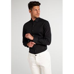 Langarmhemd Eterna "SLIM FIT", Herren, Gr. 38, Normalgr&ouml;&szlig;en, schwarz, Popeline, 100% Baumwolle, schmal, Manschette, Hemden Langarmhemd, NON IRON (b&uuml;gelfrei)