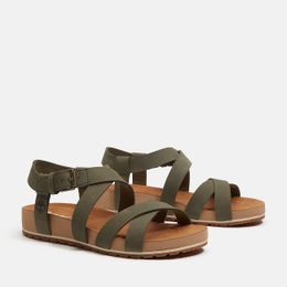 Sandale Timberland "MALIBU WAVES BACKSTRAP SANDAL", Damen, Gr. 42, dk grn nubuck, Leder, Schuhe Sandale, aus Leder