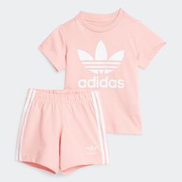 T-Shirt & Shorts adidas originals "SHORT TEE SET", Jungen, Gr. 62, pink (semi pink spark), Obermaterial: 100% Baumwolle, KOB Set-Artikel T-Shirt & Shorts