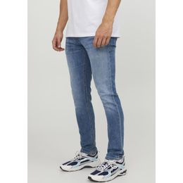 Jack & Jones Slim-fit-Jeans JACK & JONES "JJIGLENN Slim-Fit mit Stretch und praktischer 5-Pocket-Form", Herren, Gr. 32, L&auml;nge 30, blau (light blau denim), Denim/Jeans, Obermaterial: 70% Baumwolle, 28% Polyester, 2% Elasthan, Abriebeffekte, slim fit kn&ouml;chellang, Jeans Slim-fit-Jeans, Baumwollmischung, slim fit