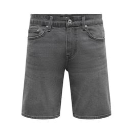 Only & Sons Shorts ONLY & SONS "ONSWEFT BOX PIM DNM SHORTS VD", Damen, Gr. S, N-Gr, medium grau denim, Web, Obermaterial: 50% Baumwolle, 30% Polyester, 18% Viskose, 2% Elasthan, unifarben, regular fit, Hosen Shorts